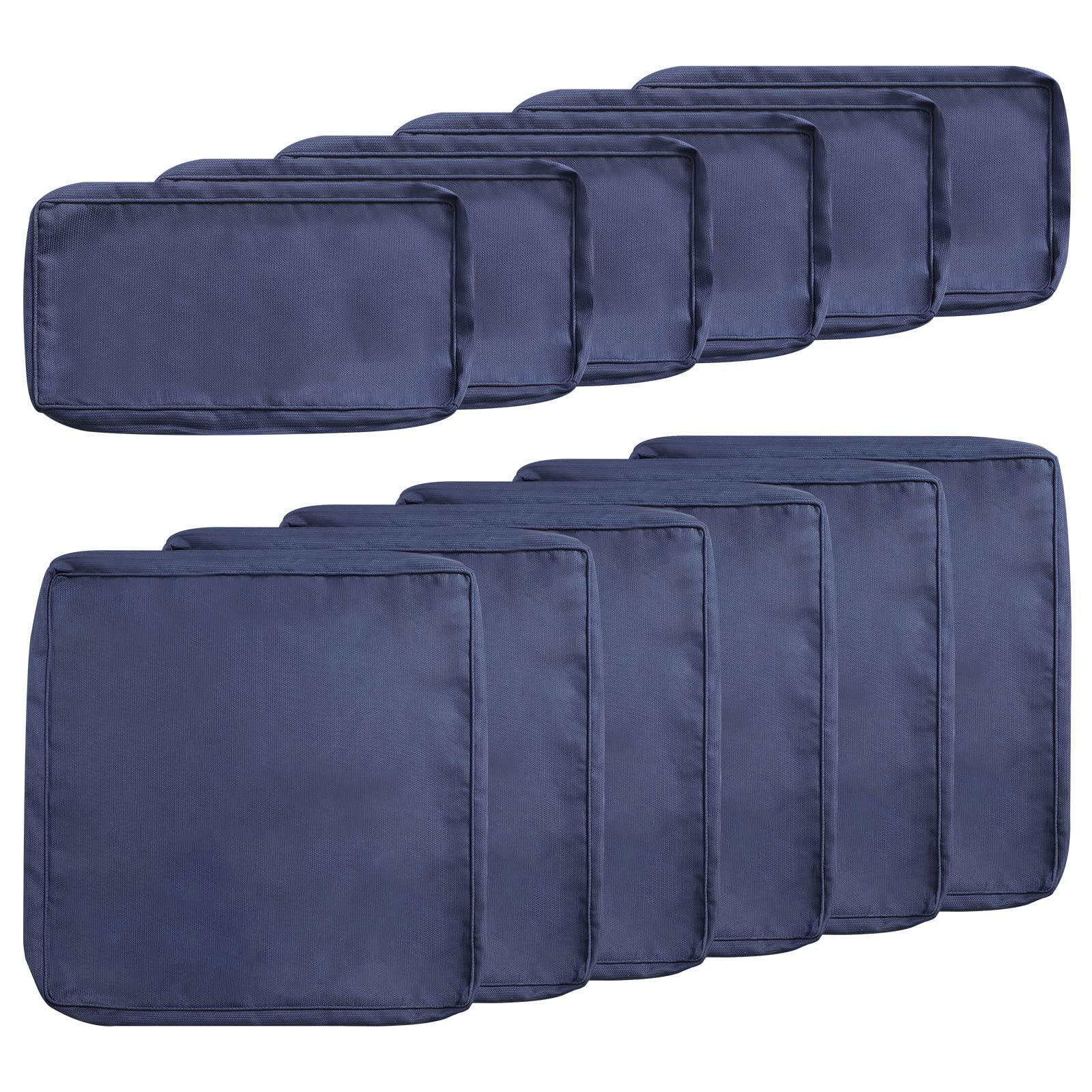 Incbruce 12 Piece Outdoor Patio Cushion Covers Replacement, Outdoor Cushion Slipcovers(6 Seat Covers and 6 Back Covers) with Zipper for Outdoor Furniture, Patio Sofa Couch(Dark Blue)