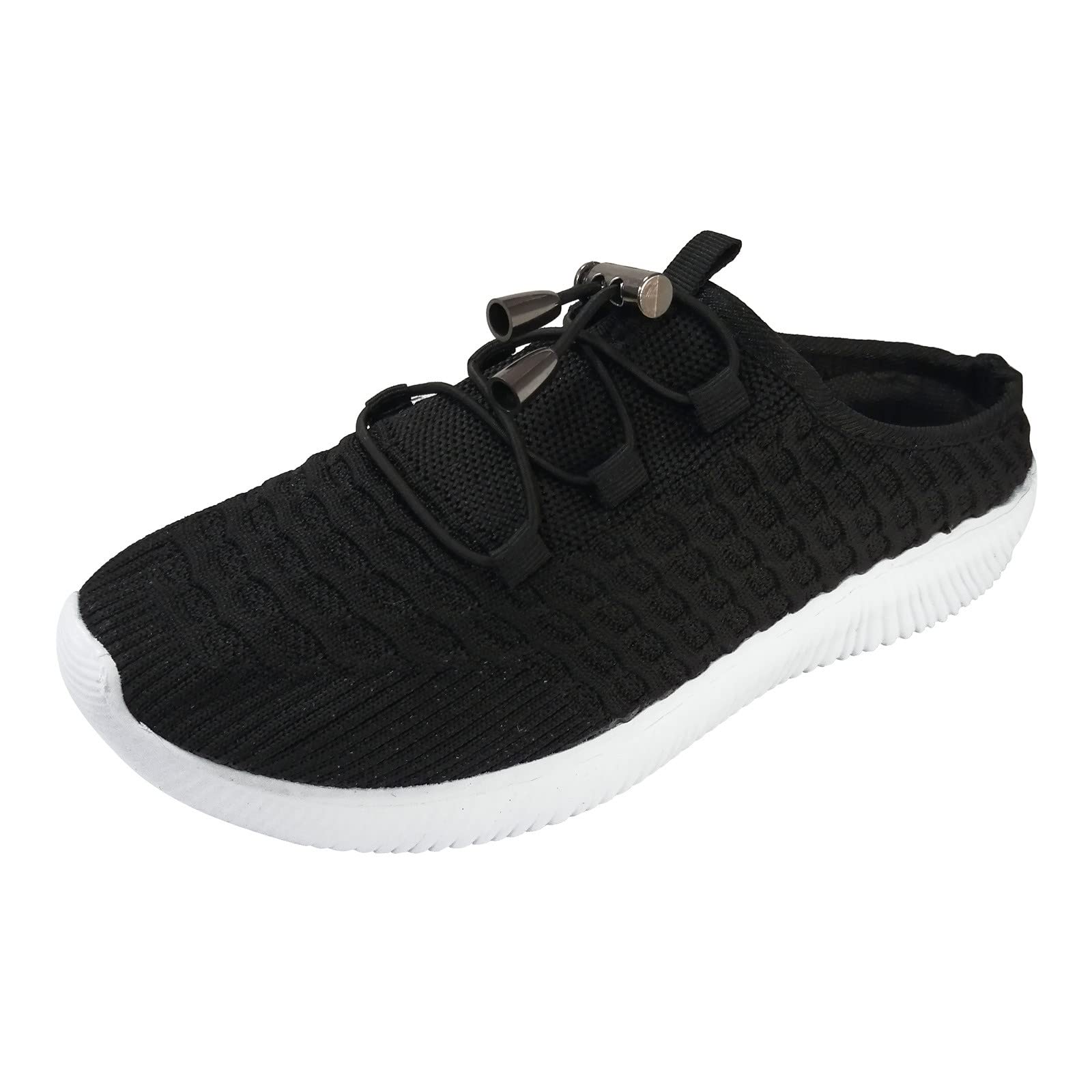 FASDNENDYS Ladies Fashion Solid Color Breathable Mesh Lightweight Flat Casual Women Water Shoes Size 11 Black
