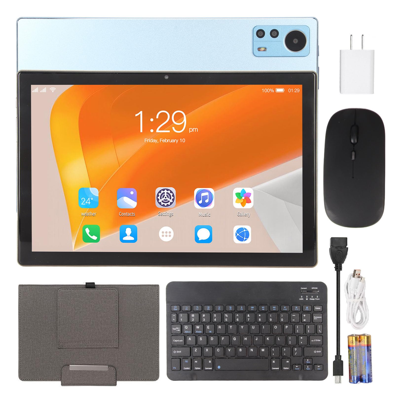 EBTOOLS 2 in 1 Tablet, 10.1 Inch FHD Screen, Clear Dual Speaker, 16MP HD Rear Camera, 8GB 256GB 8 Core CPU, Surround Sound Quality Tablet with Keyboard 100‑240V (US Plug)