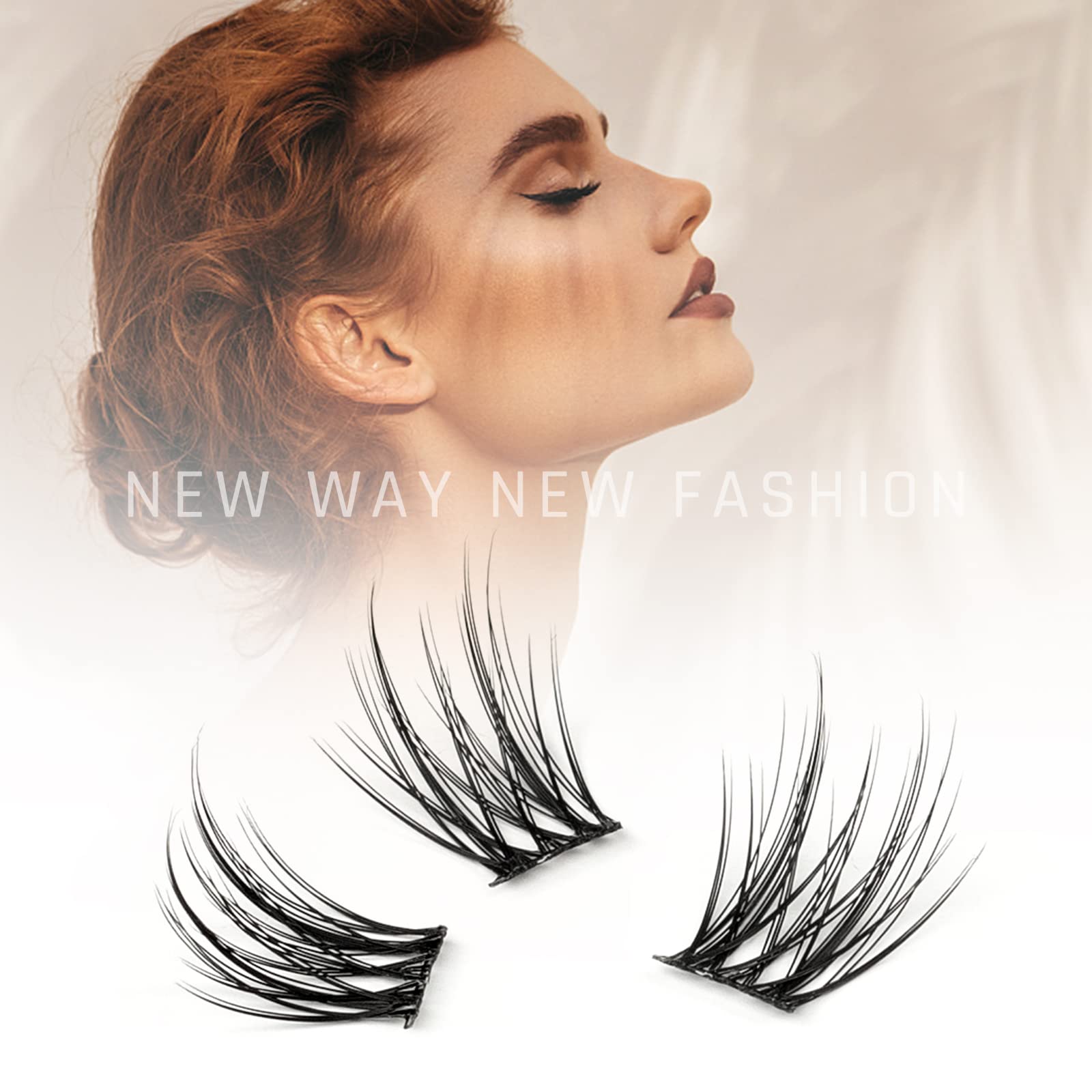 LANKIZ DIY Eyelash Extension, 48pcs Fluffy Individual Lash Extensions, Soft & Lightweight 10-16mm Mix Reusable Wide Band Cluster Lashes for Home use