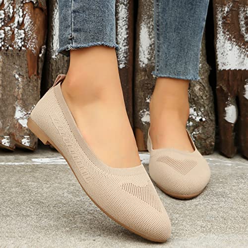 FASDNENDYS Ladies Fashion Solid Color Breathable Mesh Shallow Mouth Comfortable Flat Casual Shoes Tan Summer Shoes Women