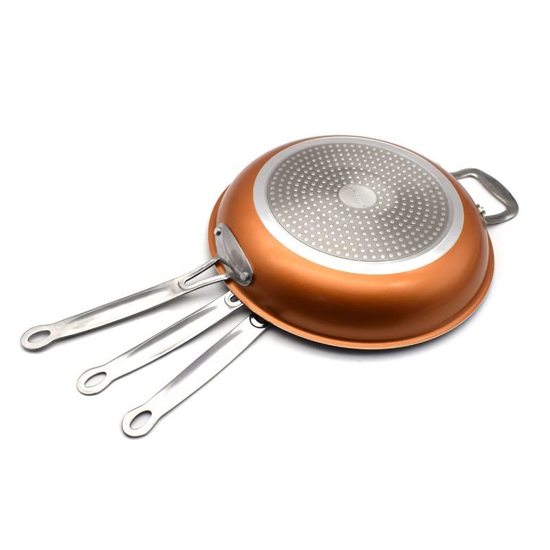 DHTDVD Non-Stick Skillet Copper Frying Pan with Ceramic Coating Induction Cooking Frying Pan Oven Dishwasher Saucepan (Color : D, Size : 12in)