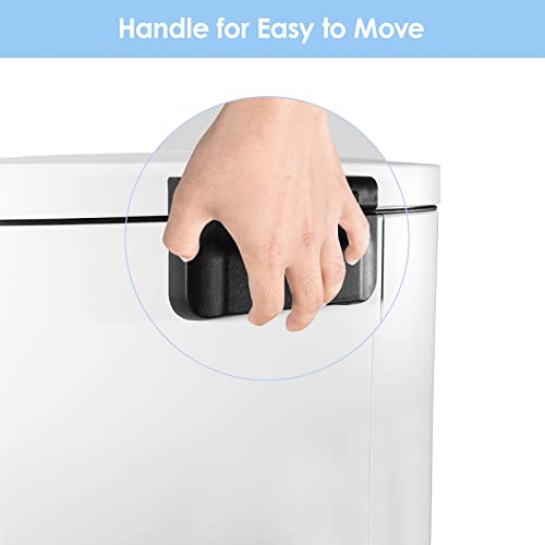 Increkid 13.2 Gallon Trash Can, Stainless Steel Kitchen Garbage Bin with Inner Buckets and Hinged Lid, Rectangular Step on Dustbin, Soft-Close, Airtight for Home Office Bathroom Mall(50 L) (White)
