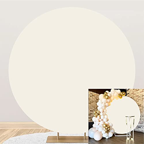 DORCEV Ivory Round Backdrop Cover 7.2x7.2ft Polyester Ivory Color Kids Newborn Baby Shower Birthday Party Decor Background for Photography Bridal Shower Wedding Engagement Party Video Studio Props