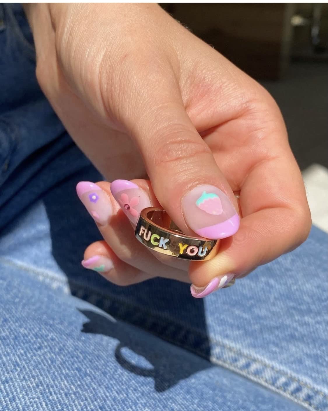 DUPER RING y2k f you stackable gold ring (6)