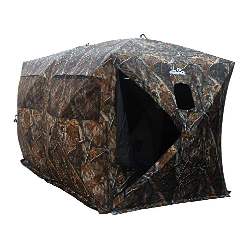 THUNDERBAY Bunkhouse Pop Up Portable 6 Person Side-by-Side Hunting Blind, Footprint: 140"x70" with 80" Height