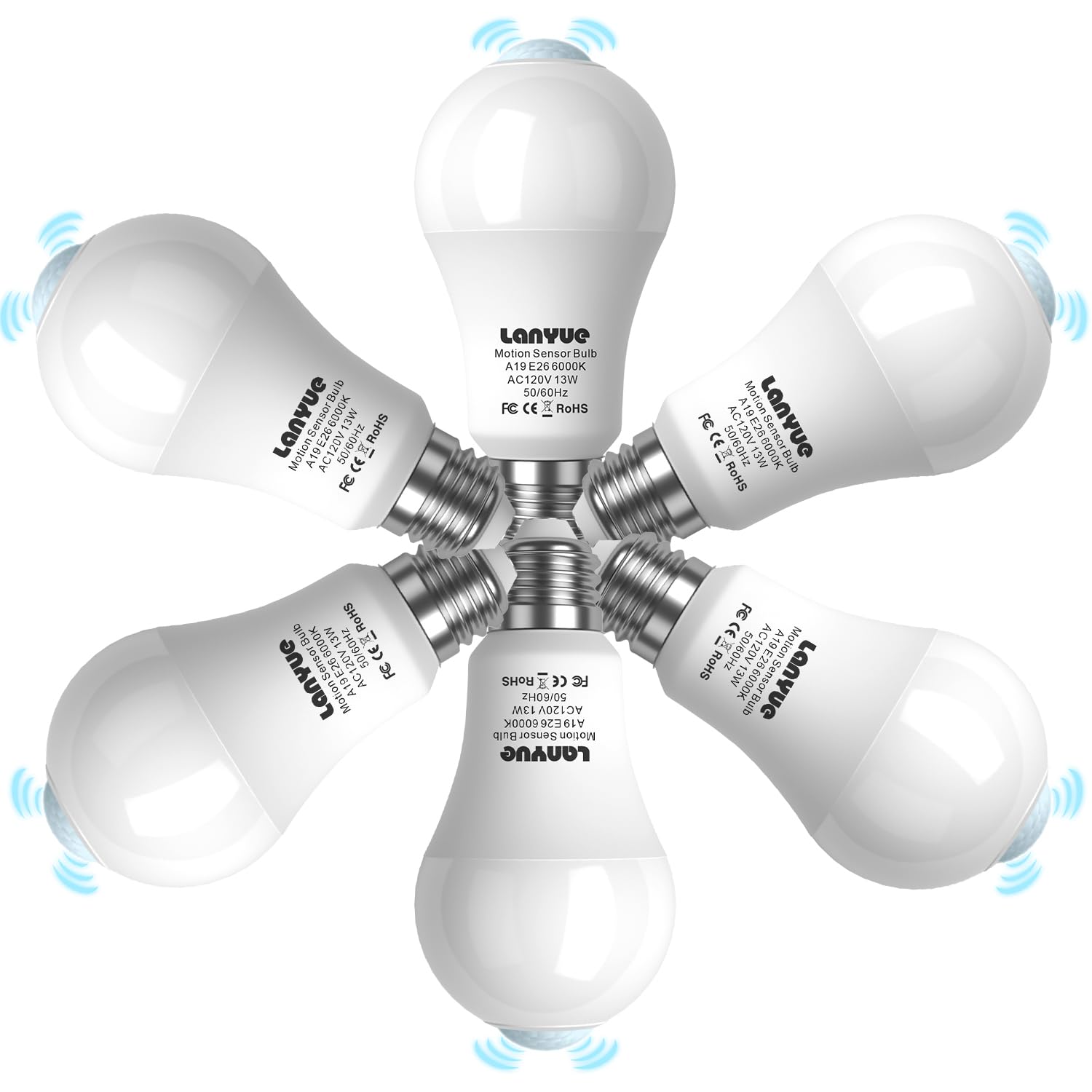 lanyue Motion Sensor Light Bulb,Motion Activated Light Bulb,Motion Bulb Indoor,Motion Detector Light,Dusk to Dawn Security Light Bul