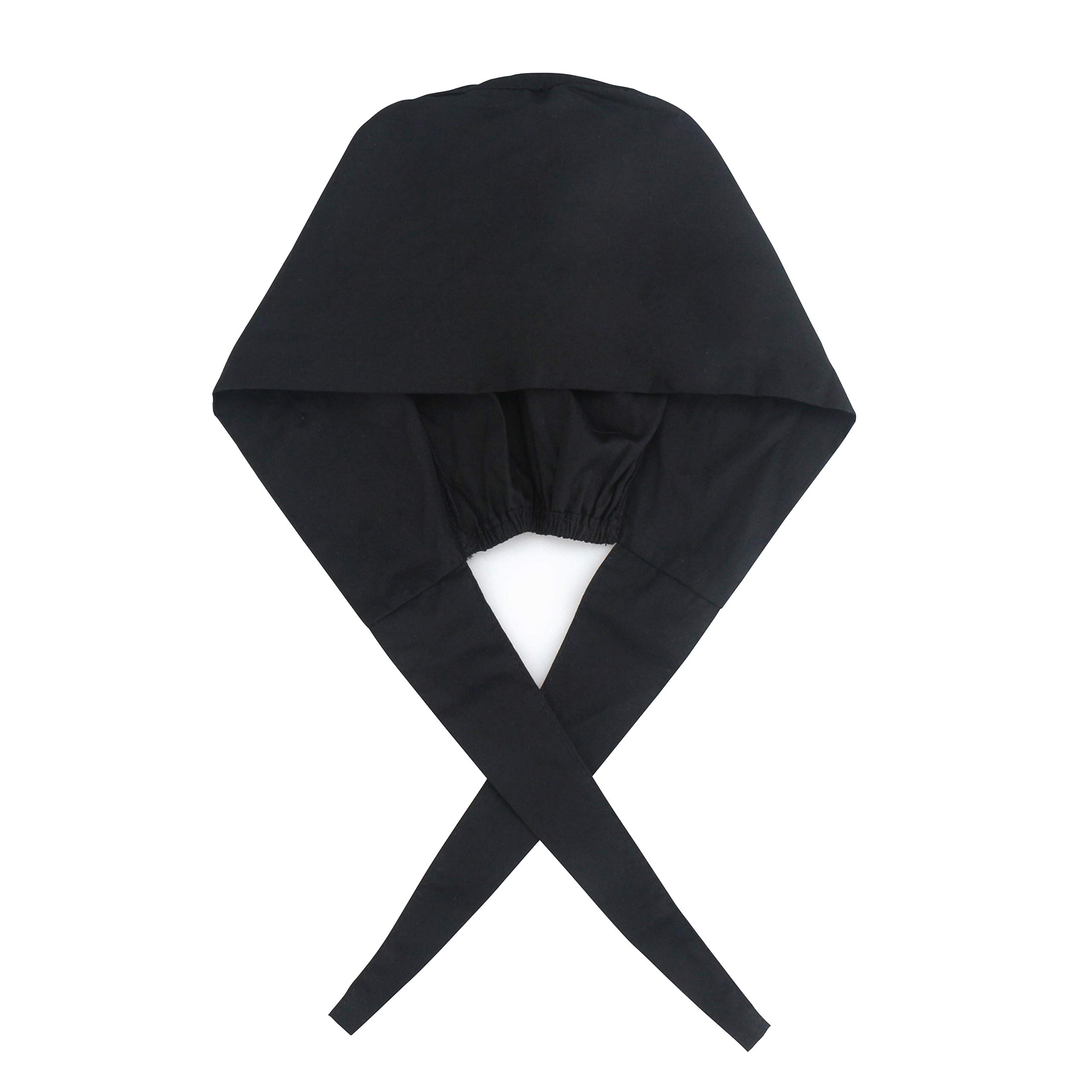 Dfit Adjustable Working Cap with Button, Cotton Working Hat Sweatband, Elastic Bandage Tie Back Hats for Women & Men, One Size, EKG in Black