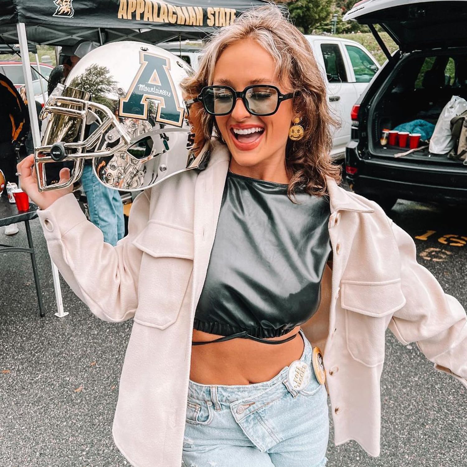 DUPER Square Aviator Sunglasses for Women, Oversize 70s 80s 90s Green Lens Women Sunglasses, Trendy Green Glasses