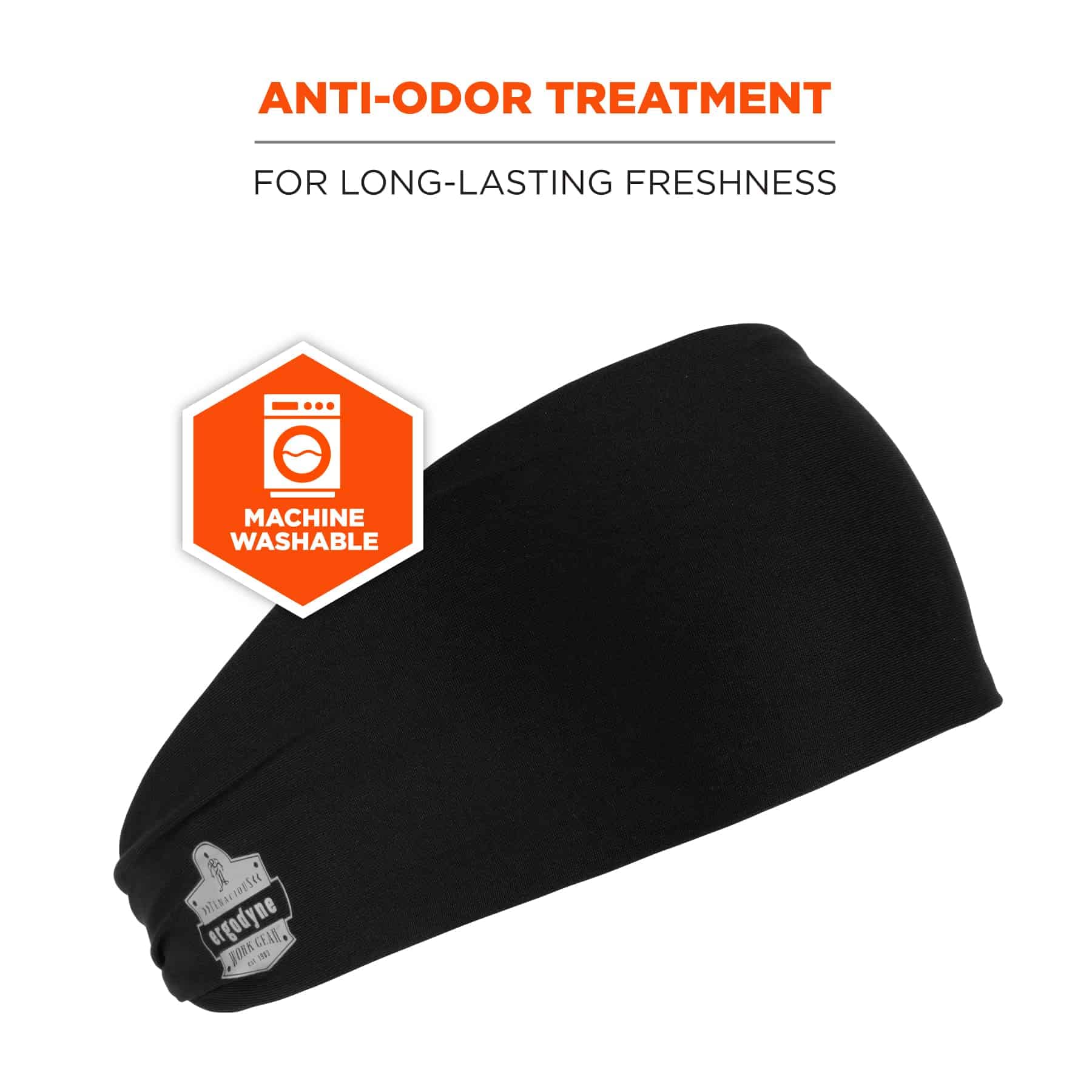 Ergodyne Chill Its 6634 Cooling Headband, Sports Headbands for Men and Women, Moisture Wicking, Black