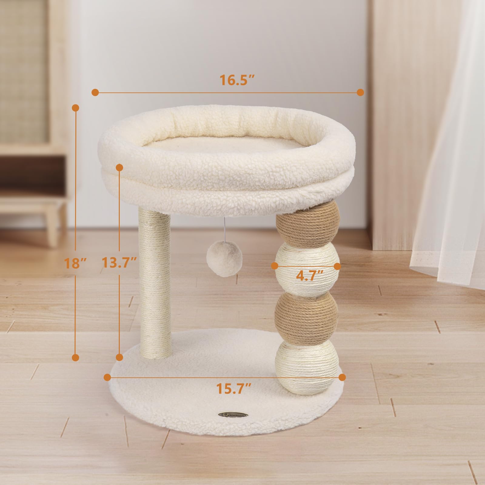 PawPalace Small Cat Tree for Indoor Cats with Large Cozy Plush Top Perch, Natural Sisal Scratching Posts for Kittens and Cats