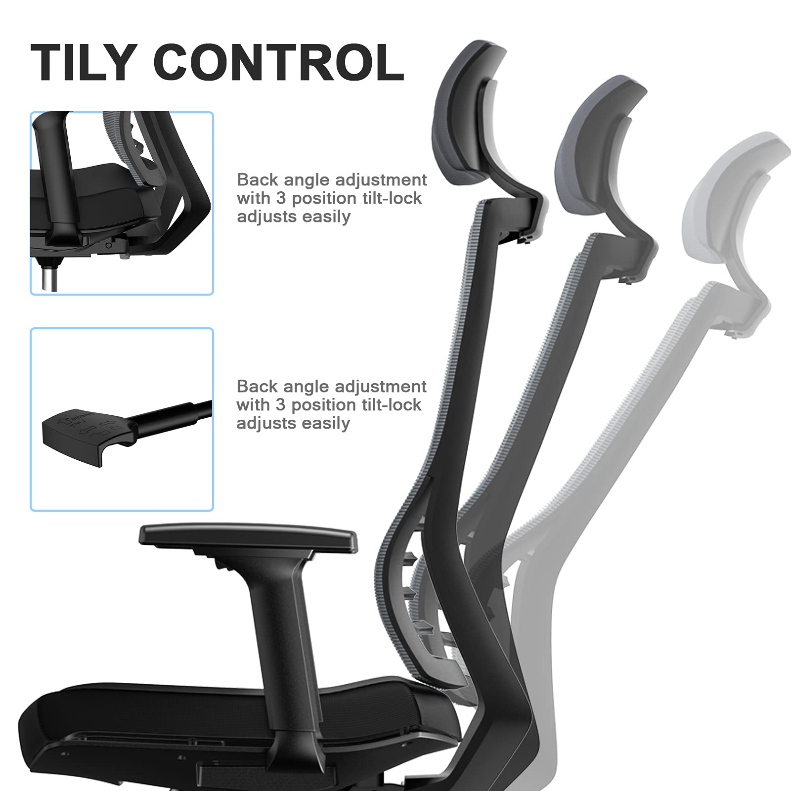 Ergonomic Office Chair High Back Mesh Office Chair with 3D Armrest, Adjustable Headrest, Comfortable Back Support Computer Desk Chairs for Home Office