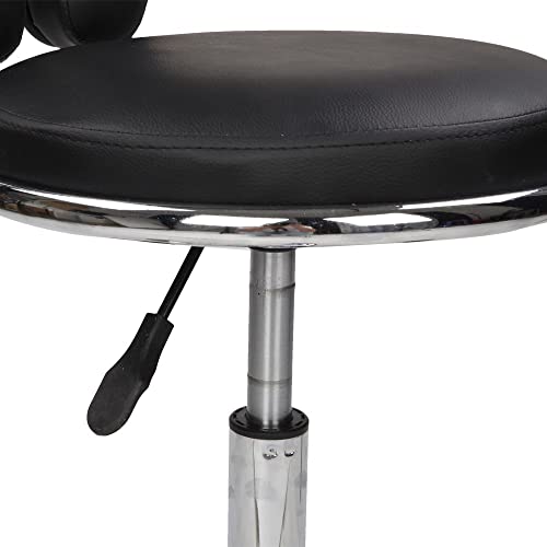 Hydraulic Rolling Swivel Salon Stool Chair Height Adjustable Nail Chair Home Spa Massage Manicure Facial Stool with Backrest and Wheels,Black