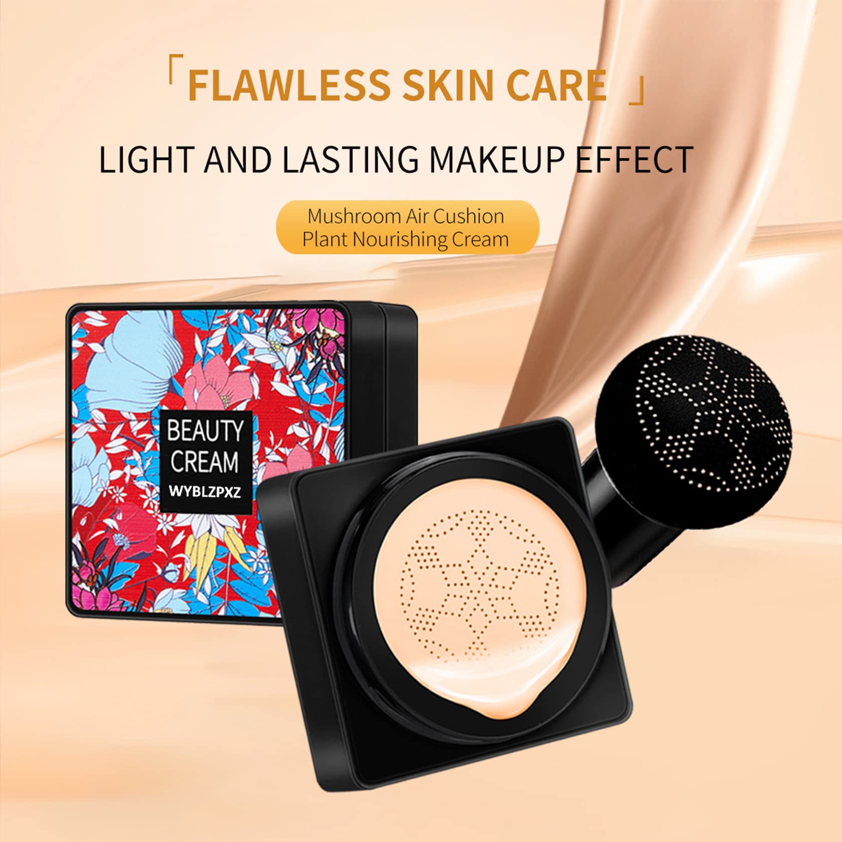 Mushroom Head Air Cushion CC Cream,BB Cream,Foundation Full Coverage Foundation, Moisturizing CC Foundation Concealer Makeup, Long Lasting Matte Cushion Foundation (Natural)