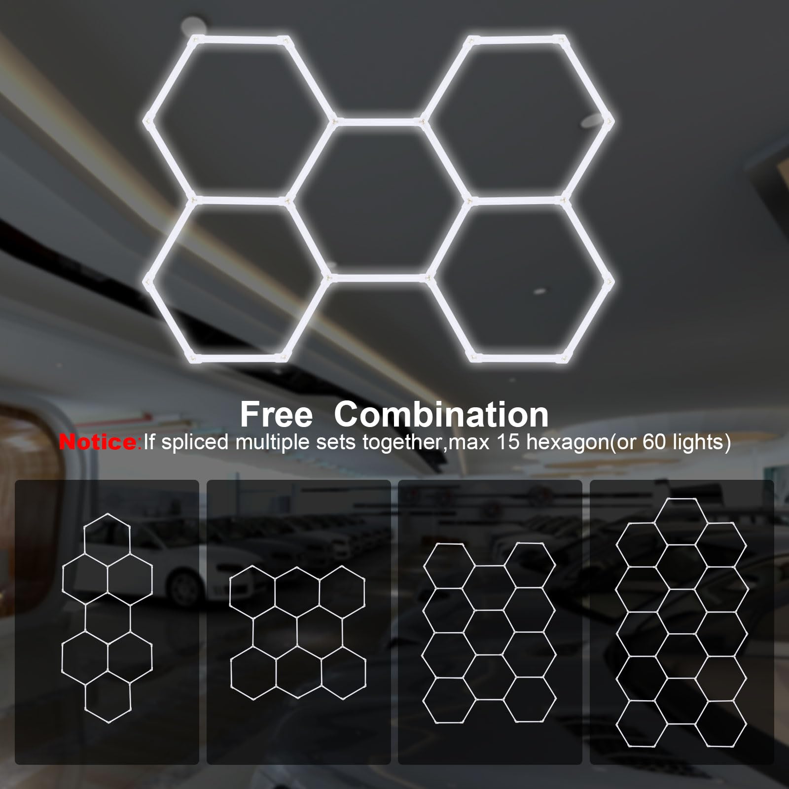 MODERN Hexagon Garage Lights,25 Pack 216W 25920LM High Brightness Hexagon Garage LED Lights for Garage, Shopping Mall, Workshop and Car Detailing Shop etc. … … …