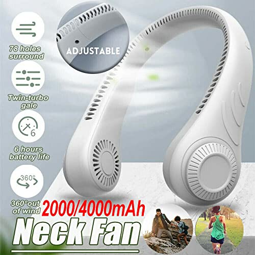 MOOKEENONE Portable Mini Neck Fan Bladeless Hanging Air Cooler USB Rechargeable