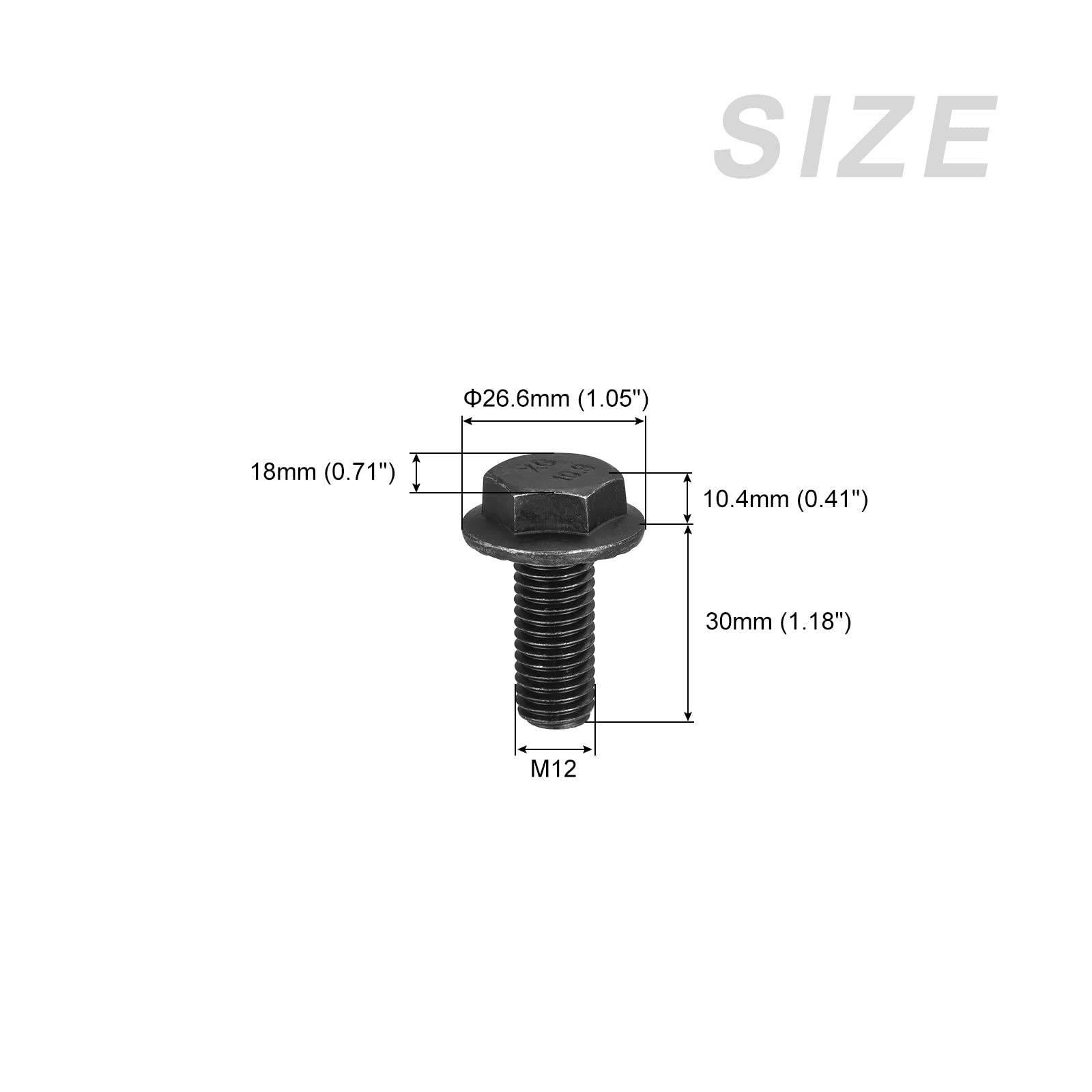 METALLIXITY Flanged Hex Head Bolts (M12x30mm) 6pcs, Hexagon Serrated Flange Bolt Fully Thread Screw - for House Construction Hardware Fasteners