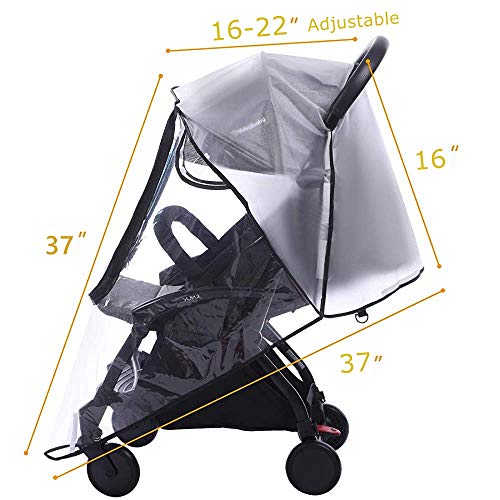 Diagtree Stroller Rain Cover Universal, Baby Travel Weather Shield, Windproof Waterproof, Protect from Dust Snow Insects (Black-M)