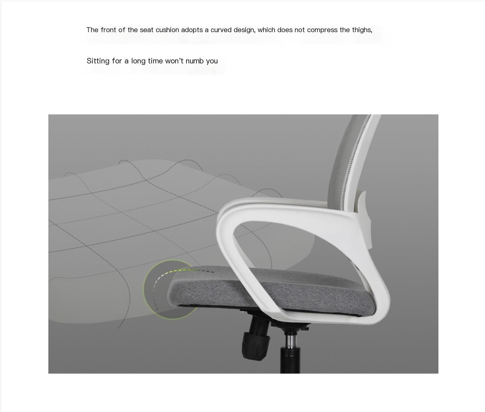 Ergonomic Office Chair, Desk Chairs with Wheels Mesh Computer Office Home Conference Ergonomic Lift Swivel Chair (Color : White Frame Blue, Size : No headrest)