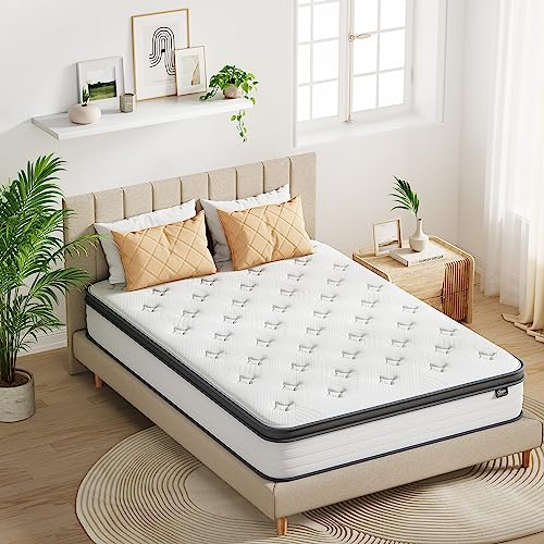 TeQsli Twin Mattress, 12 Inch Memory Foam Innerspring Hybrid Mattress in a Box