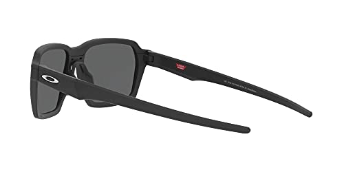 Oakley Men's OO4143 Parlay Rectangular Sunglasses, Matte Black/Prizm Black Polarized, 58 mm