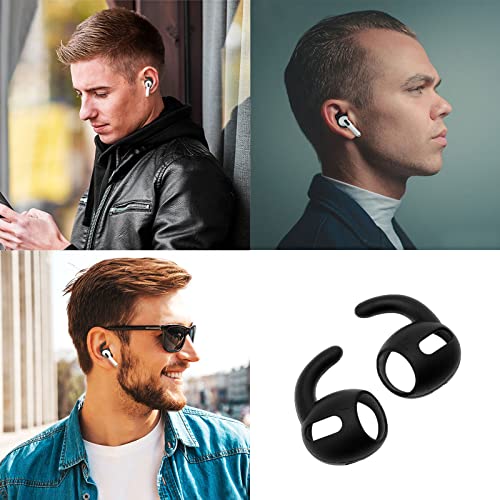 Micro Traders 3 Pairs of Silicone Ear Hooks Compatible with AirPods Pro 2019 Headphone Anti-Slip Secure Holder Protector Covers Headset Anti-Lost Accessories Black