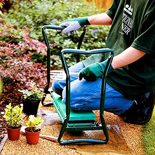 Garden Kneeler and Seat,with 2 Tool Bags Pouches and Claw Gloves,Portable Lightweight Garden Bench Thicken EVA Foam Pad Sturdy Steel Pipe Practical Garden Tools(Green)