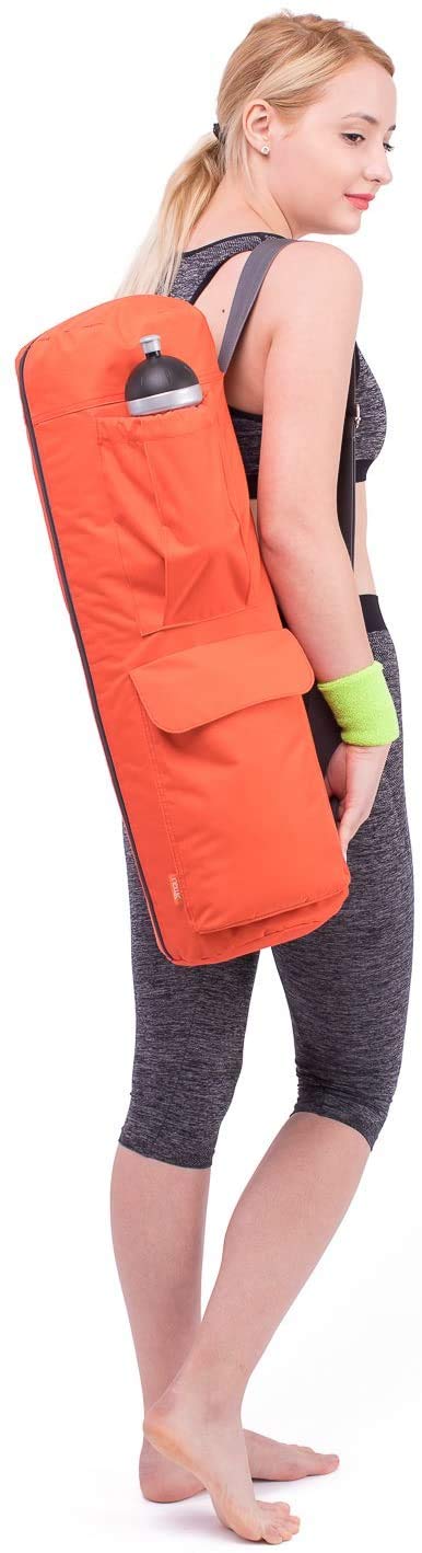 GEAR DISTRICT Full Zip Yoga Bag Carrier with Expandable Pockets and Water Bottle Holder– Fits Most Yoga Mats
