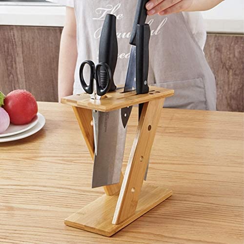 Knife Storage Knife Block Knife Holder Kitchen Bamboo Knives Blocks Storage Rack Cutter Storage Knives Holder Multi-function Tool Knife Stand Knife Rack Knives Storage