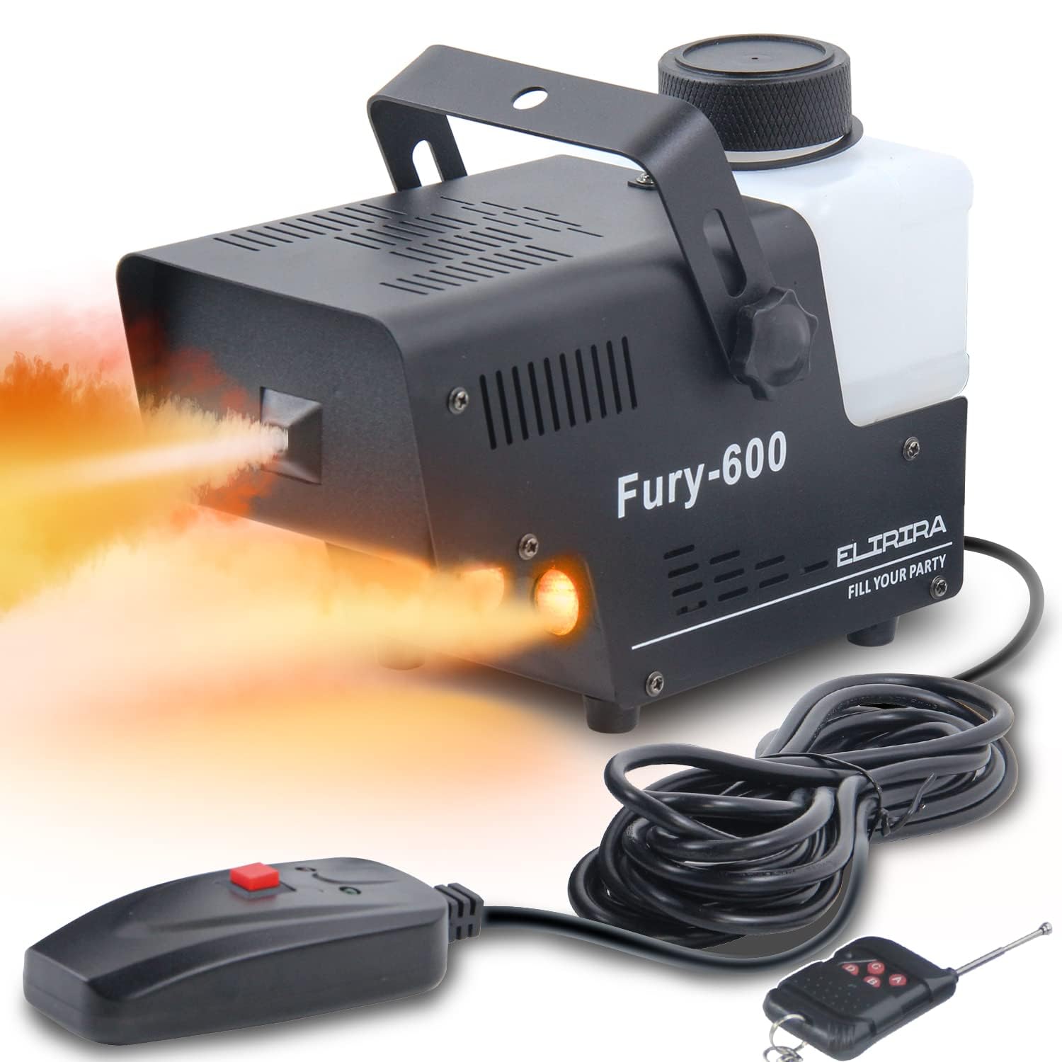 ELIRIRA Fog Machine Smoke Machine Metal Case LED Light 600W and 3500CFM Fog with Wireless Remote Control for Birthday,Wedding, Halloween,DJ Party,Stage Effect, with Safe Protection