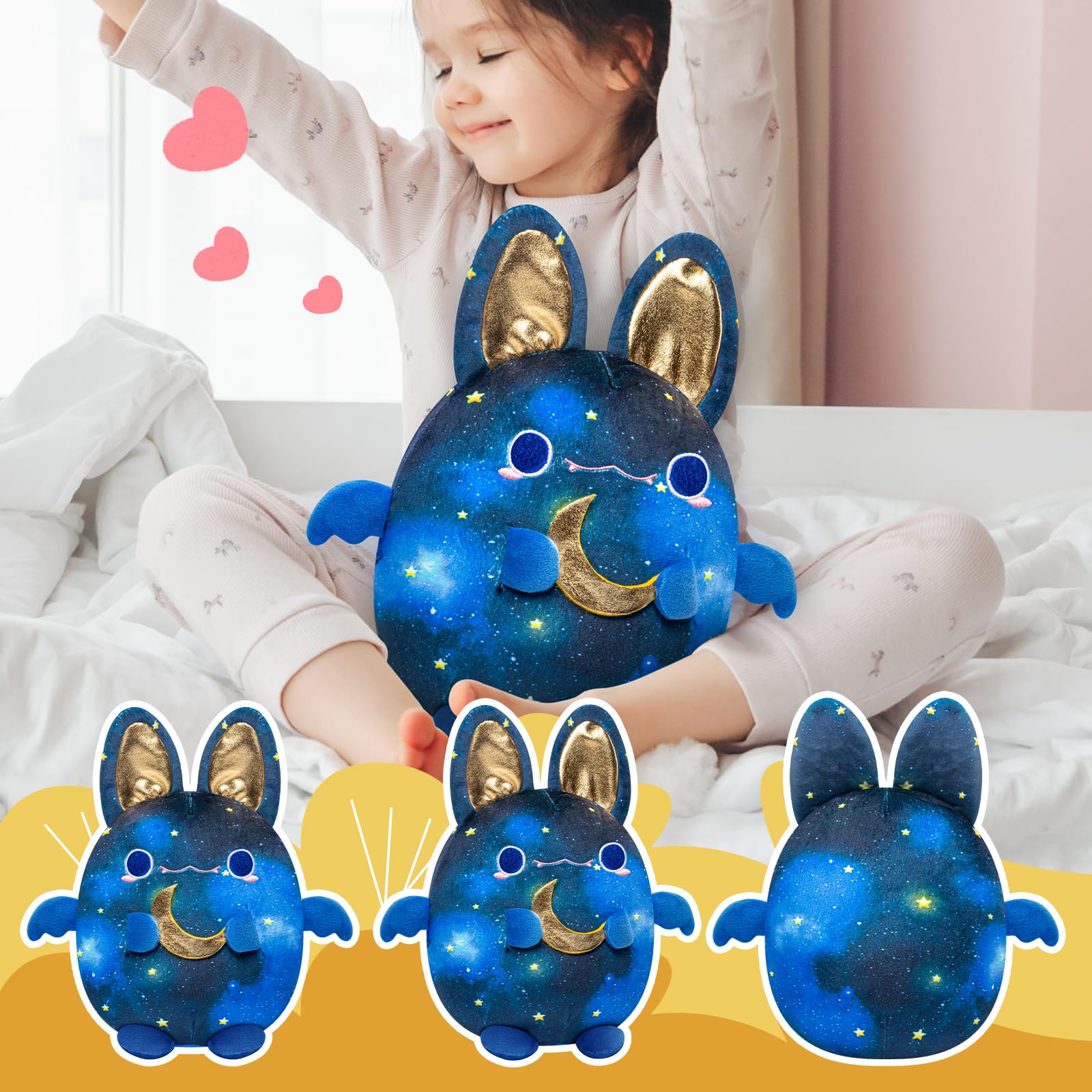 Mewaii Kawaii Cute Kids Plush Toy Pillow, Kawaii Plushie Cute Stuffed Animal, Soft Bat Plushies Squishy Plush Toys(Starry Bat)