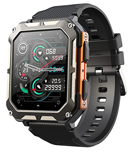 Loluka Military Smart Watch for Men Answer/Make Calls Heart Rate Sleep Tracker 1.83" Touch Screen Mens Smartwatch for Android iOS Phones Tactical Pedometer Fitness Watch