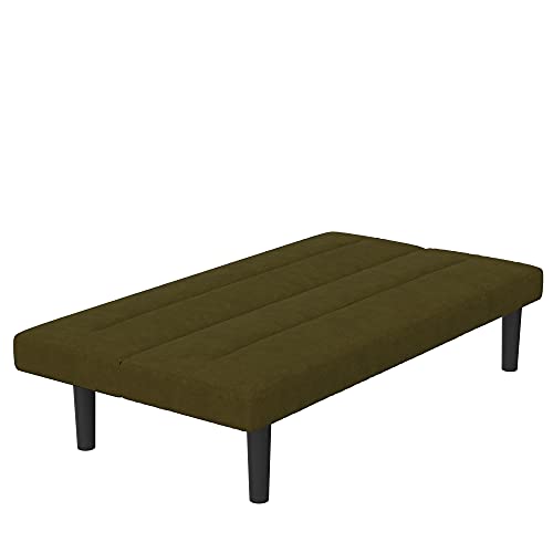 DHP Elm Convertible Living Room Sofa Bed and Couch Linen Futon, Green