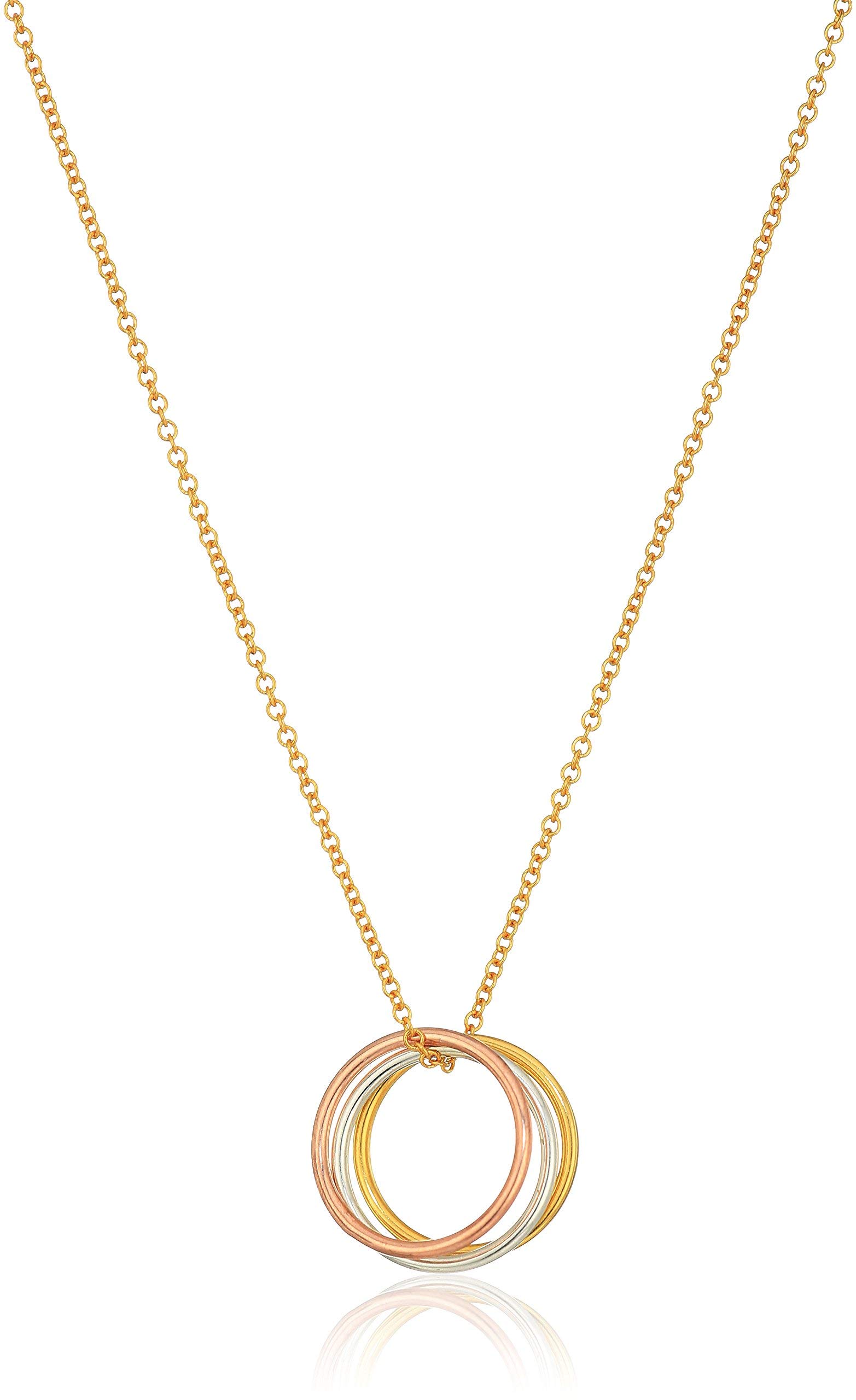 Dogeared "Karma" Mixed Metal Sterling Silver Triple Karma Ring Necklace, 16" + 2" Extender