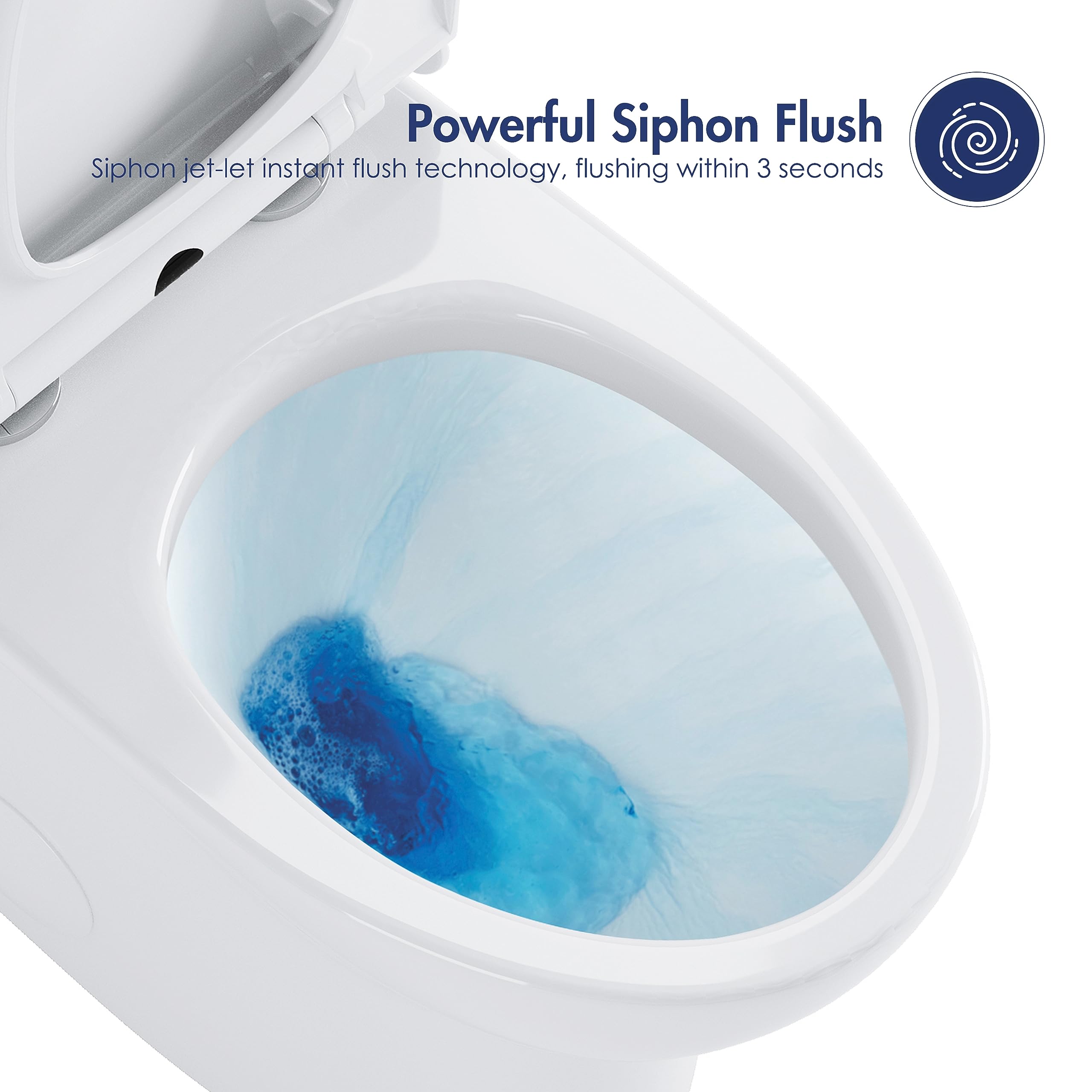 Eridanus Small Compact One Piece Toilet For Bathroom, Powerful Dual Flush Modern Toilet, 1.1/1.6 GPF, 12" Rough-In, Elongated Toilet with Soft Closing Seat, 26.68"D x 14.37"W x 26"H, White