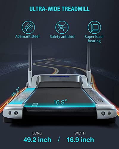 OVICX Q2S Folding Portable Treadmill Compact Walking Running Machine for Home Gym Workout Electric Foldable Treadmills with LED Display Phone Holder for Small Spaces 3.0HP Weight Capacity 300 lbs