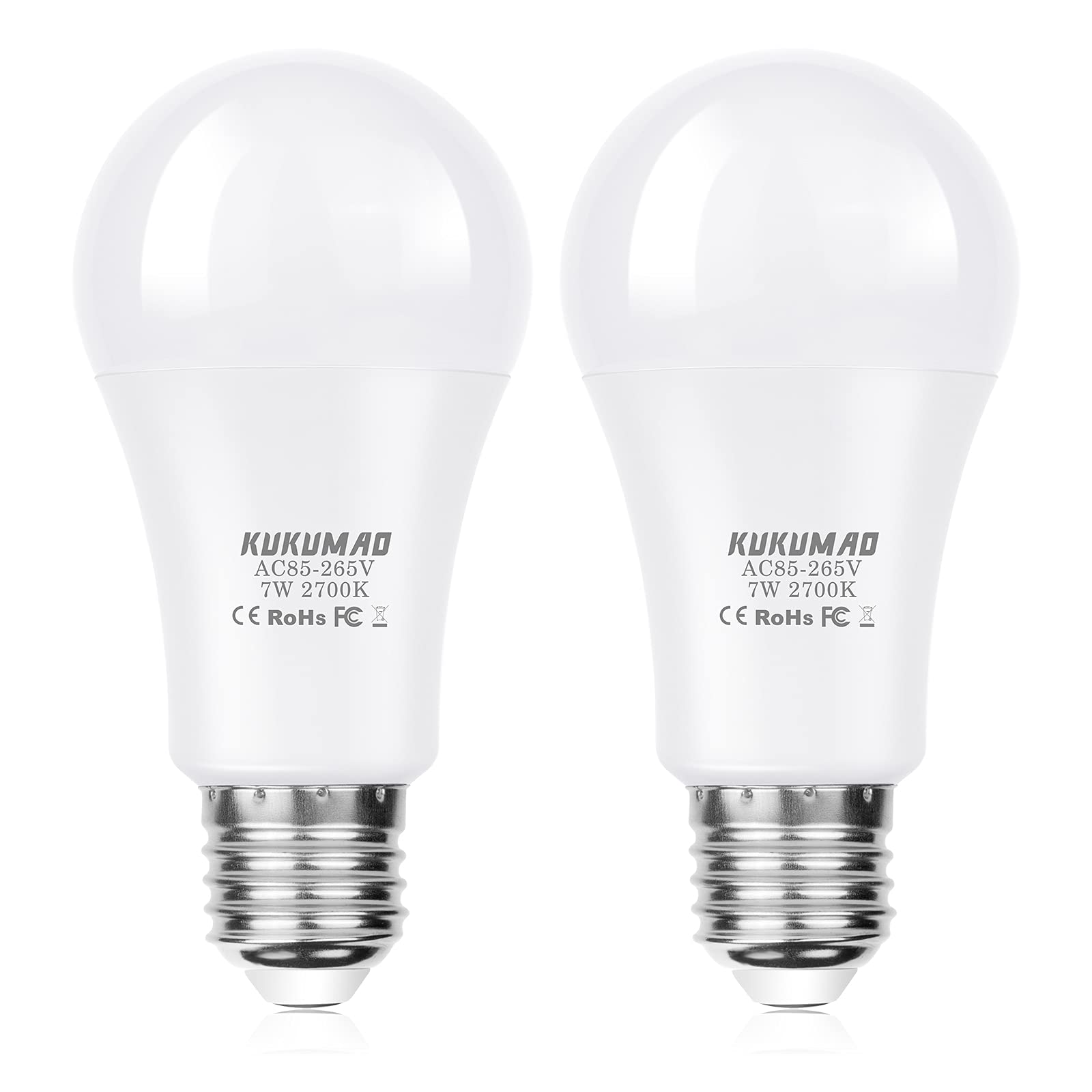 Dusk to Dawn Lights Bulb Sensor Light Bulbs Smart Lighting Lamp 7W (60 Watt) 700lm A19 Automatic On/Off, Indoor/Outdoor E26 LED Bulb Light for Yard Porch Patio Garage Garden (Warm White 2 Pack)