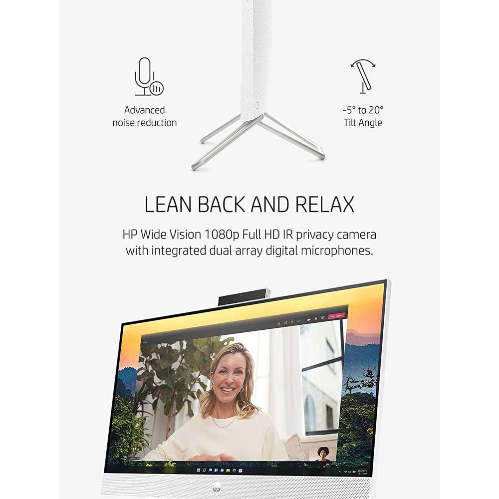 HP 318F1AA#ABA 24 inch All-in-One Desktop AMD Ryzen 7 5700U, 16 GB RAM, 256 GB SSD & 1TB Hard Drive Bundle with Microsoft 365 Personal 15 Month Subscription