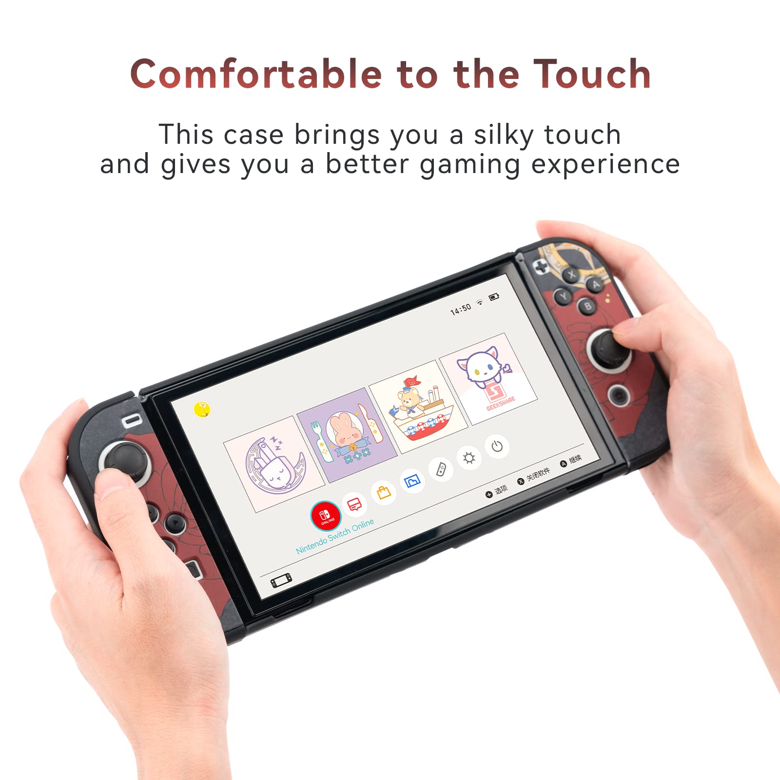 GeekShare Protective Case Slim Cover Case Compatible with Nintendo Switch OLED and Joy Con - Shock-Absorption and Anti-Scratch -- Night Roses
