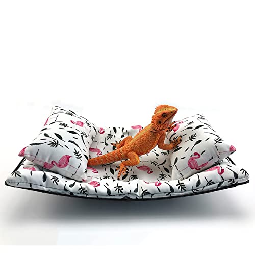 GooWell Bearded Dragon Hammock Lizard Hammock Reptile Bed with Pillow Lizard Habitat Soft and Warm Small Animal Sleeping Bag Set