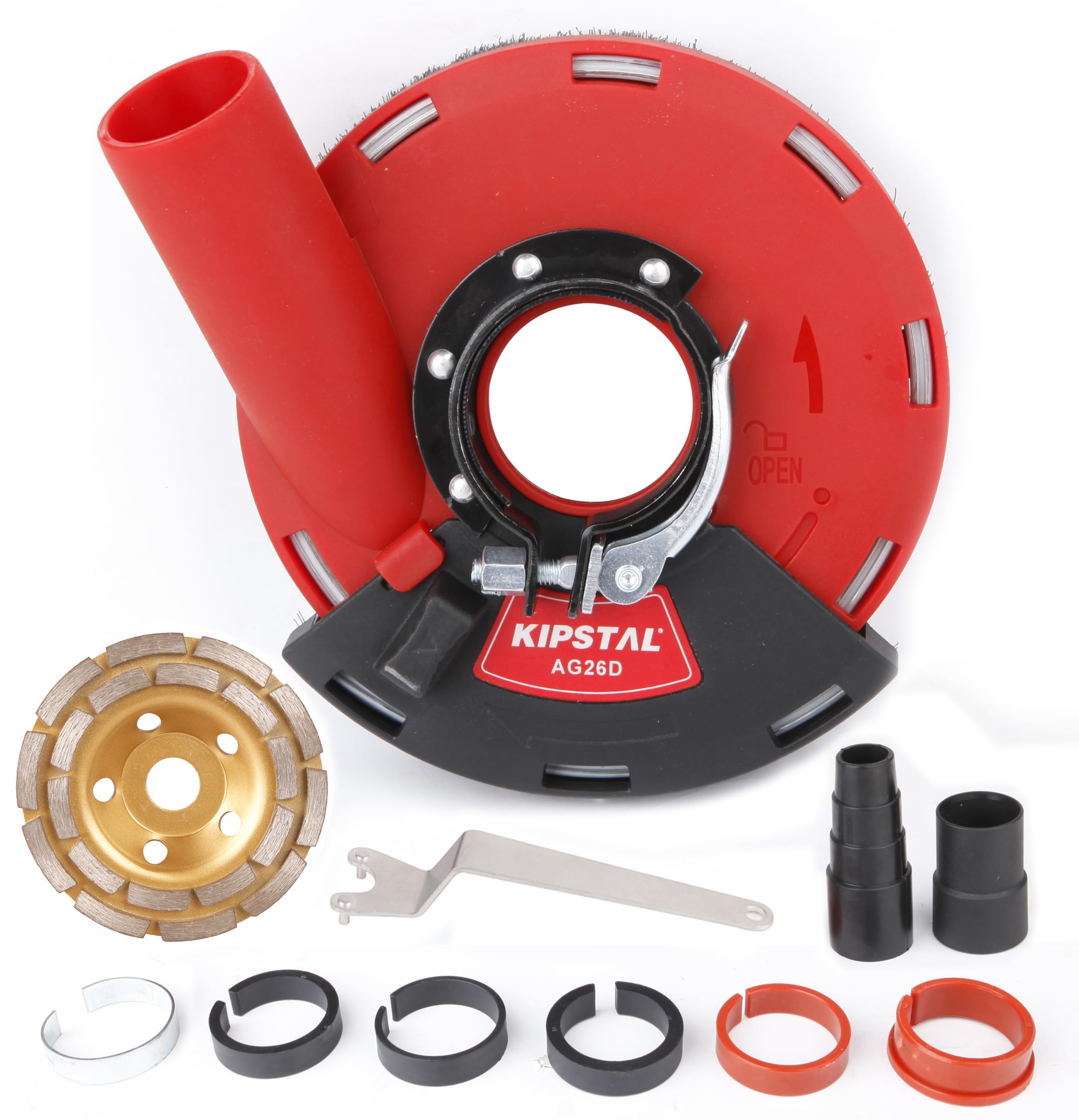 KIPSTAL Dust Shroud for Angle Grinder tool 4.5"/5"(115/125mm) Universal Dust Collector attachments and Diamond Cup Grinding Wheel 5-Inch X 1 PCS