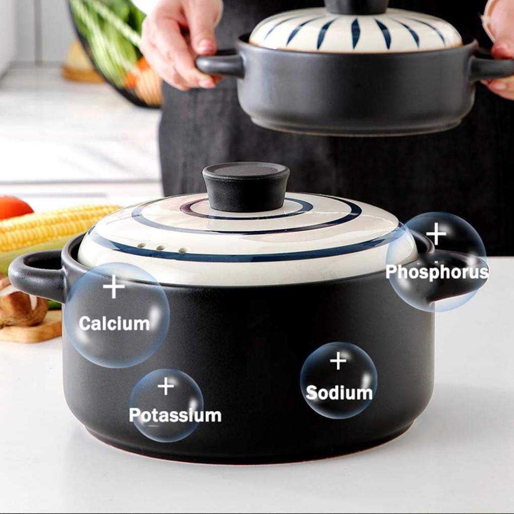 MYYINGBIN 1.5Liter Moroccan Tagine Pot Clay High Temperature Resistance Anti-Scalding Handle Slow Cooker Smooth Glazed Surface, A