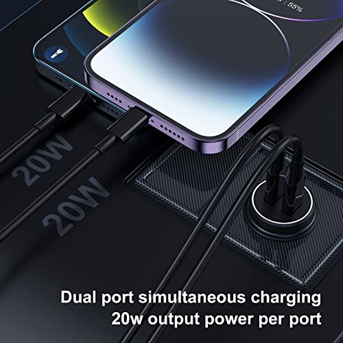 iPhone Car Charger Fast Charging, [Apple MFi Certified] 45w Dual Port USB C Car Charger Adapter with 2Pack 6Ft iPhone Type C Cable for iPhone 14 Pro Max/14 Plus/13/12/11/XS/XR/X/8