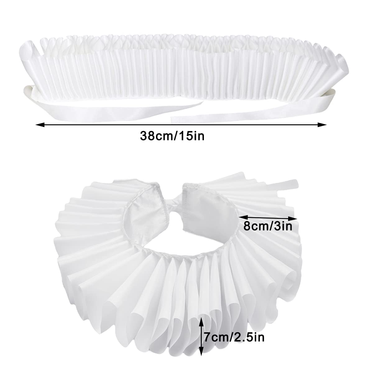 Elizabethan Collar,Renaissance Ruffle Clown Collar Victorian Colonial Dickens Neck Lace Neck Collar White