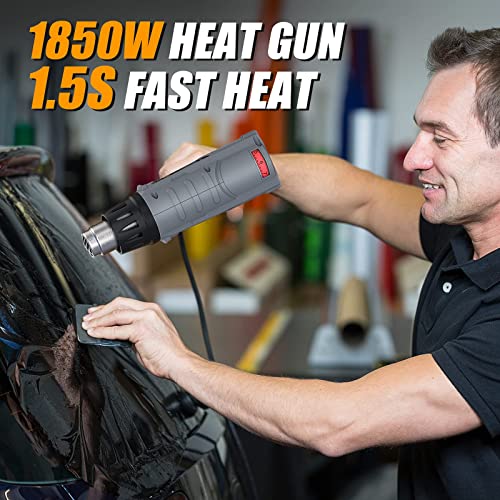 DIAFIELD 1850W Heat Gun 10 Variable Temperature Settings 112℉~1202℉(44℃- 650℃), Fast Heat Hot Air Gun, Durable & Overload Protection, with 4 Nozzels for Shrink Wrap, Vinyl, Crafts, Epoxy Resin(5.9FT)