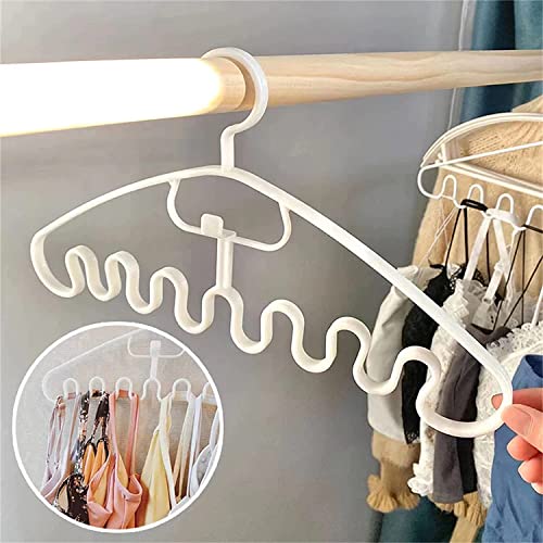 Wave Pattern Hanger, Multifunctional Magic Wave Pattern Stackable Hanger, 8 Slots Non Slip Stackable Space Saver Closet Organization Hangers for Bra Top Camisole (White,5PCS)