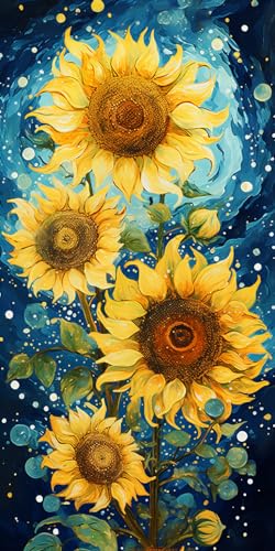 Diamond Painting Sunflower Diamond Art 5D Diamond Painting Kits for Adults DIY Paint by Numbers, Big Diamond Paintings diamond dot Gem Art Crafts for Wall Art Bedroom Home Decor(40x80 Inch),c214
