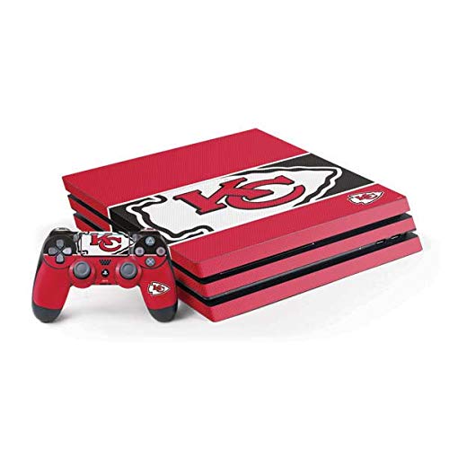 Skinit Decal Gaming Skin Compatible with PS4 Pro Console and Controller Bundle - Officially Licensed NFL Kansas City Chiefs Zone Block Design