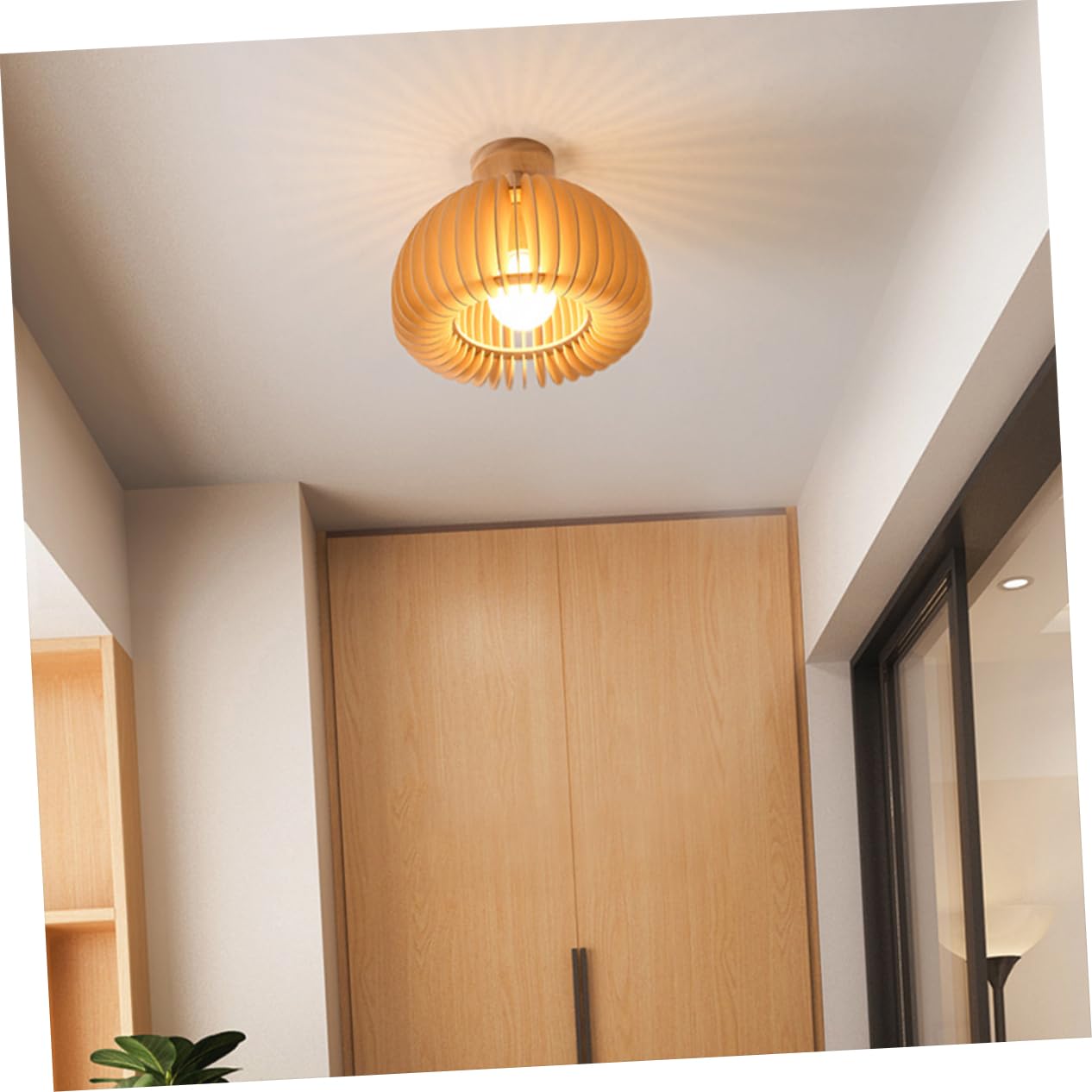 DOITOOL 1pc Wooden Ceiling Lamp Ceiling Light Fixture Flush Mount Light Fixture Ceiling Lamp Shade Light Fixtures Ceiling Mount Hallway Light Fixtures Ceiling Entryway Light Fixture