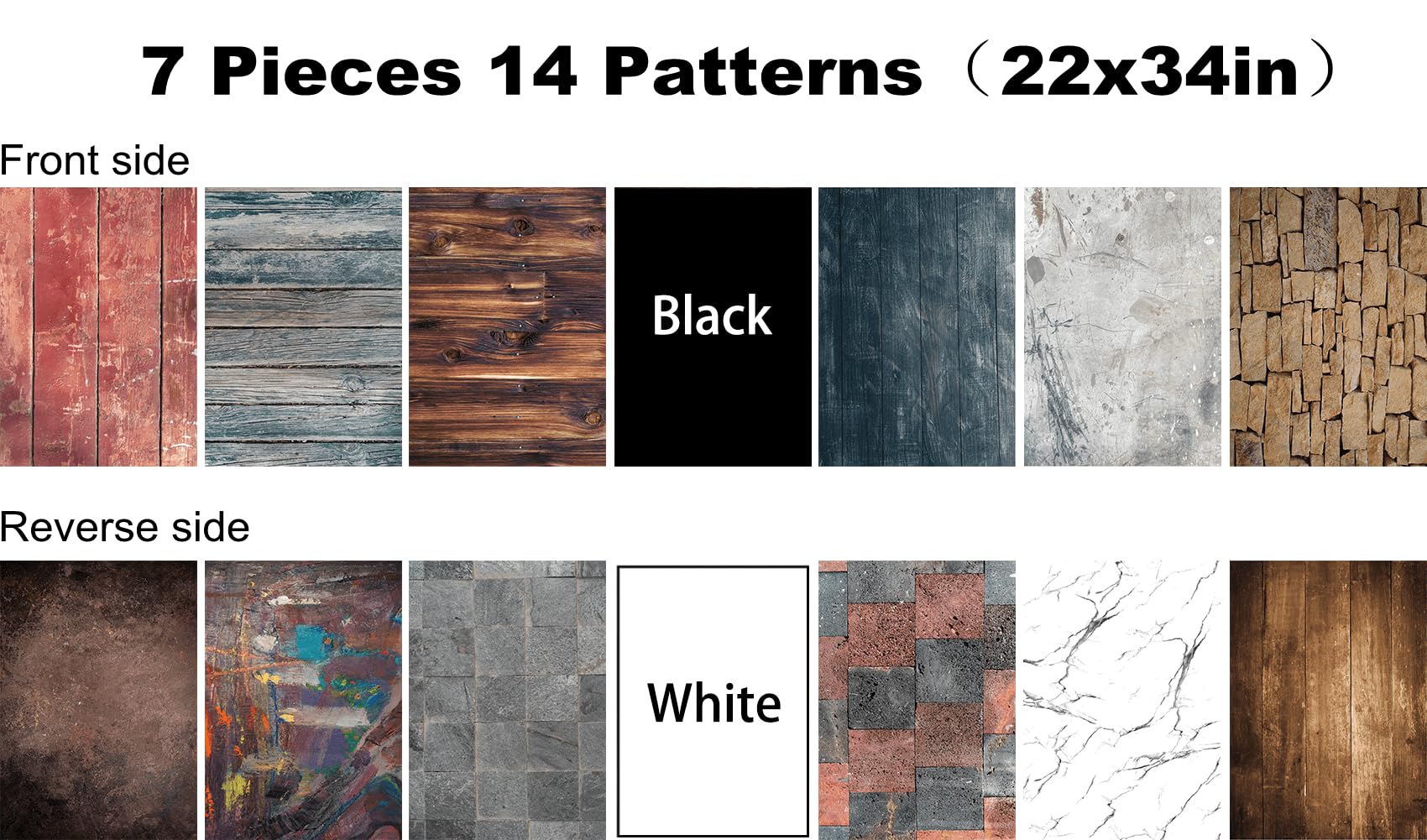 Food Photography Backdrops with Stand | 7PCS 14Patterns 22x34in | Product Photography Background Paper | Table Photography Backdrops